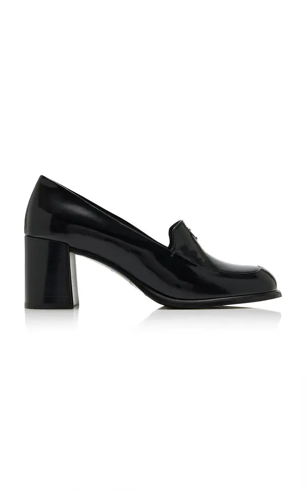 Prada Leather Loafer Pumps - Black