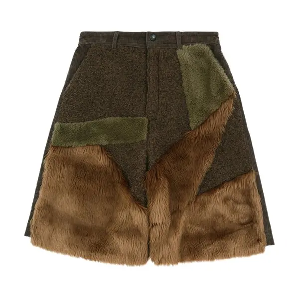 Andersson Bell Faux Fur Patchwork Shorts