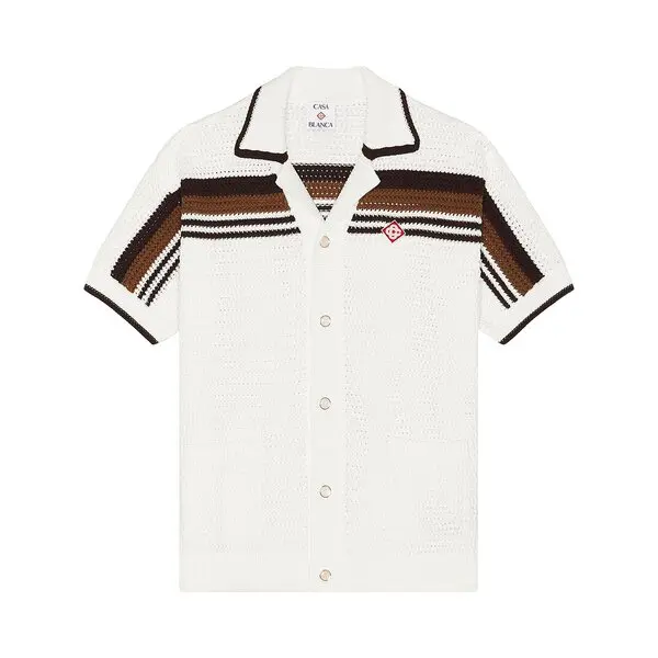 Casablanca Crochet Button-up Short Sleeve Shirt