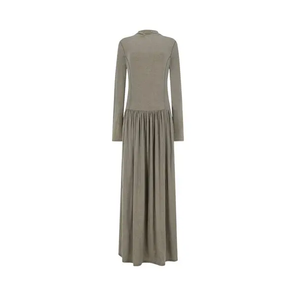 AMOMENTO Mock Neck Jersey Maxi Dress