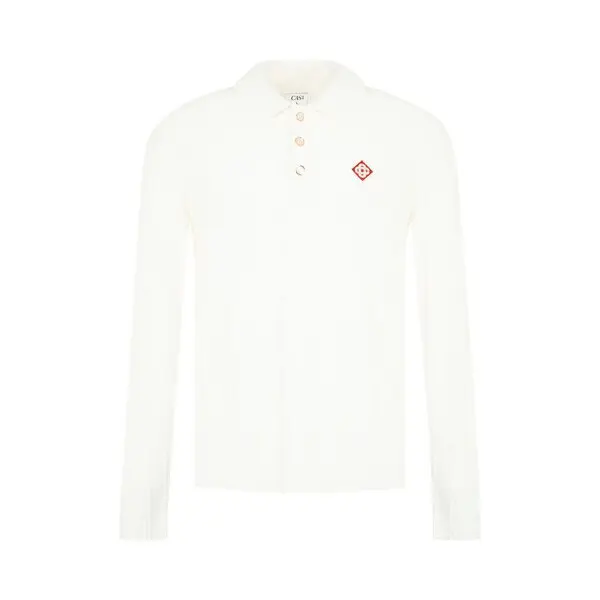 Casablanca Cotton Nylon Boucle Long Sleeve Polo