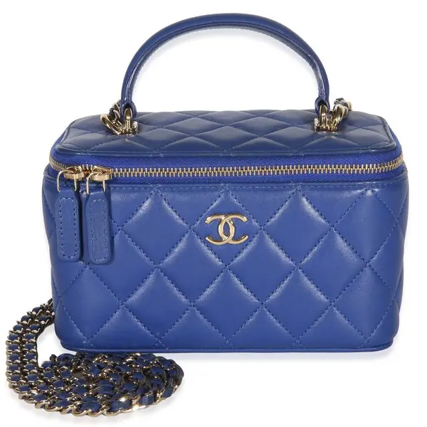 Chanel Quilted Lambskin Vanity With Chain - Blue