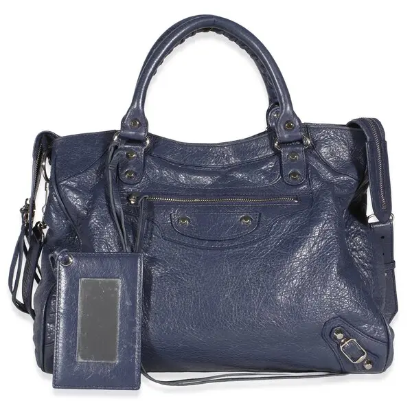 Balenciaga Bleu Obscur Agneau Velo Bag - Blue