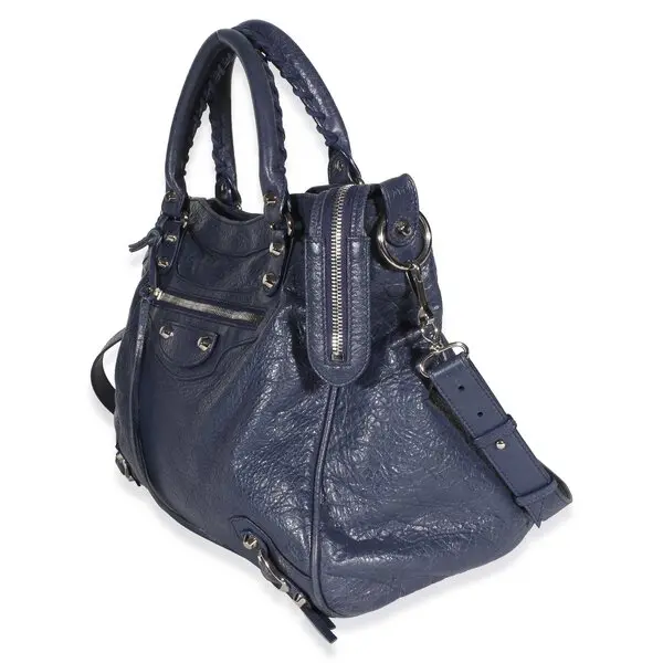 Balenciaga Bleu Obscur Agneau Velo Bag - Blue