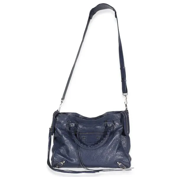 Balenciaga Bleu Obscur Agneau Velo Bag - Blue