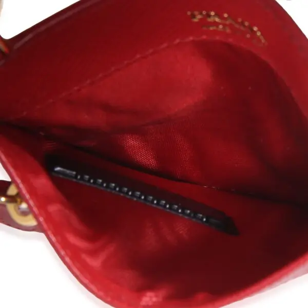 Prada Saffiano Triangle Card Holder With Strap