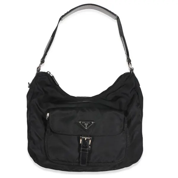 Prada Vintage Tessuto Saffiano Shoulder Bag - Black