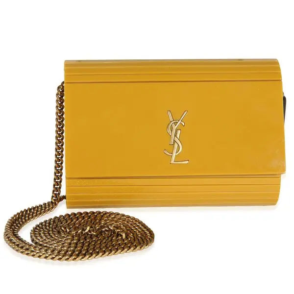 Saint Laurent Plexiglass Vicky Minaudiere - Yellow