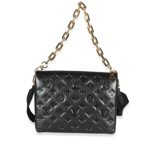 LOUIS VUITTON Monogram Embossed Lambskin Coussin Pm Shoulder Bag - Black