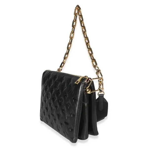 LOUIS VUITTON Monogram Embossed Lambskin Coussin Pm Shoulder Bag - Black