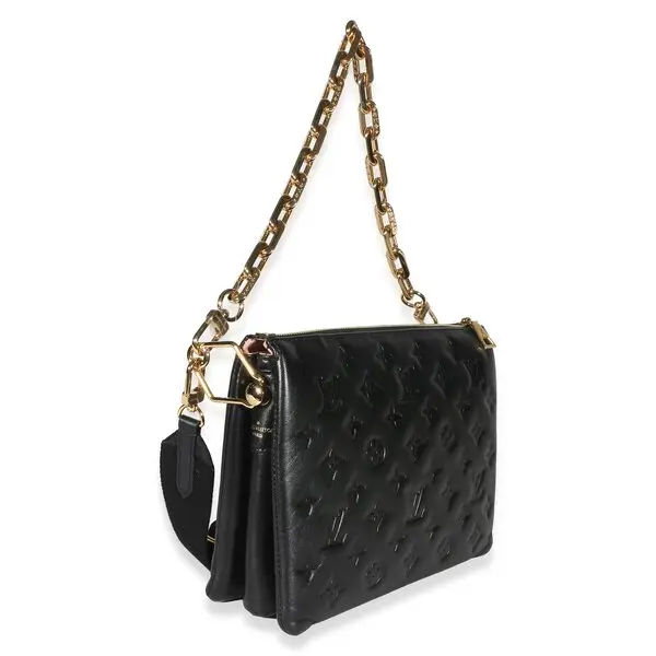 LOUIS VUITTON Monogram Embossed Lambskin Coussin Pm Shoulder Bag - Black