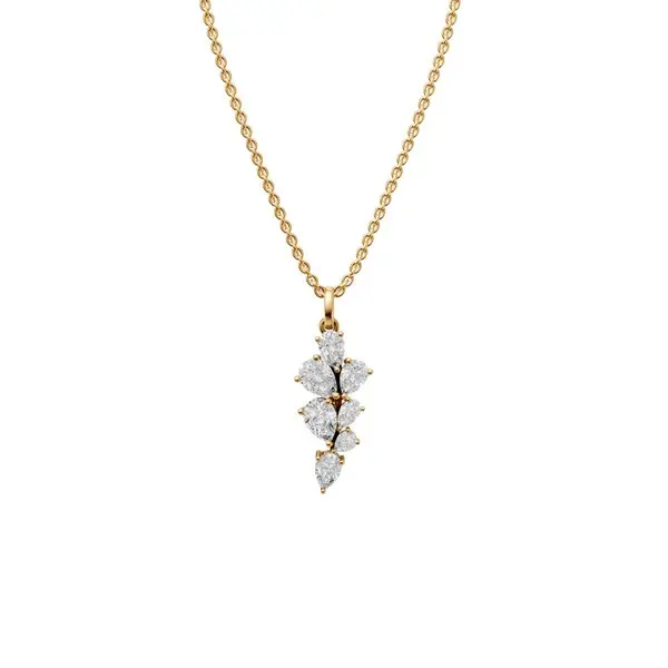 AYA FINE JEWELRY Pear Cut Lab Diamond Leaf Bridal Pendant In 10k Solid Gold - Yellow