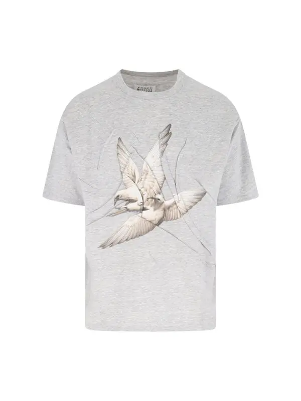 MAISON MARGIELA Graphic Bird Print T-shirt - Grey