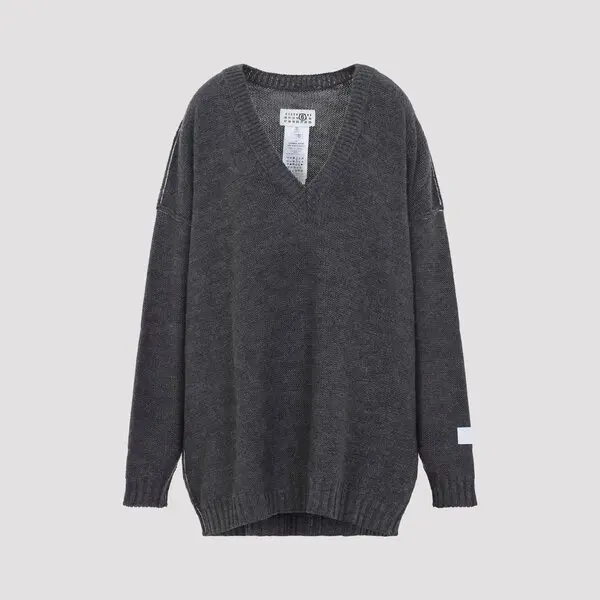 MAISON MARGIELA V-neck Wool Blend Sweater - Grey