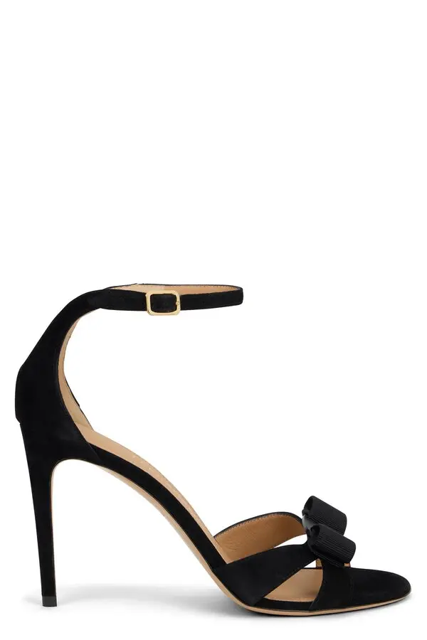 FERRAGAMO Ferrara Vara Bow Leather High-heeled Sandal With Adjustable Ankle Strap - Black