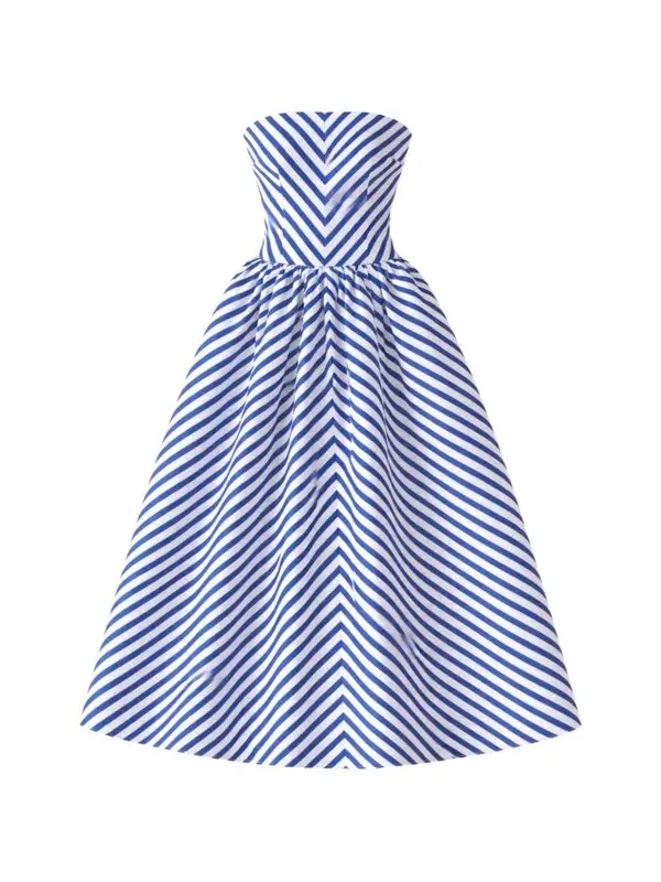 SELF-PORTRAIT Strapless Mini Dress With Concealed Back Zip And Internal Corset - Blu