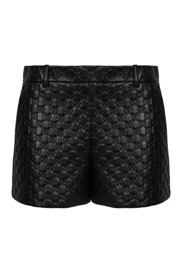 Gucci Gg Embossed Leather Shorts