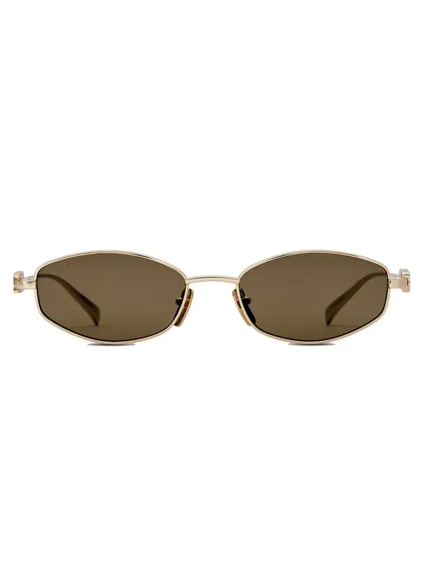 Gucci Shiny Metal Oval Frame Sunglasses With Logo Detail