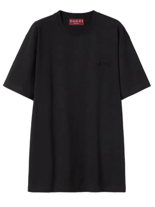 Gucci Embellished Medium-weight Cotton Crewneck T-shirt - Nero