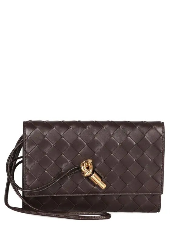 Bottega Veneta Mini Leather Card Case Wallet With Sliding Strap