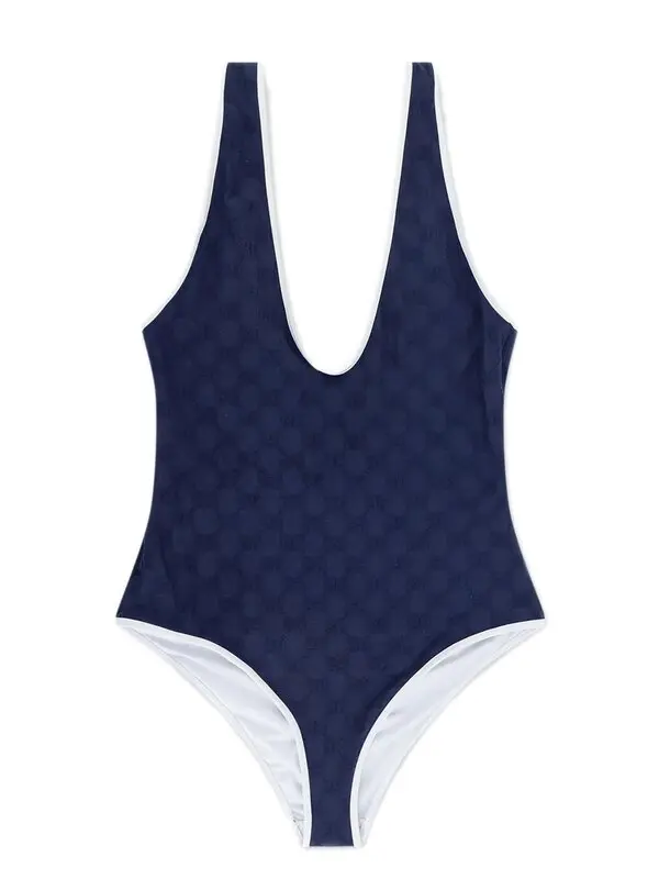 Gucci Trim Scoop Neck One-piece Swimsuit - Blu
