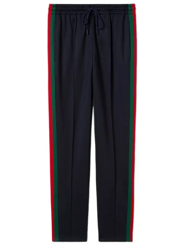 Gucci Web Insert Track Pants With Elastic Drawstring Waist And Side Pockets