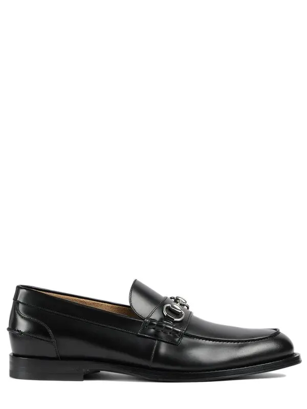 Gucci Leather Horsebit Loafer With Semi-rounded Toe - Nero