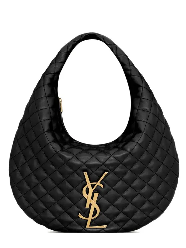 Saint Laurent Quilted Leather Hobo Bag With Monogram Detail