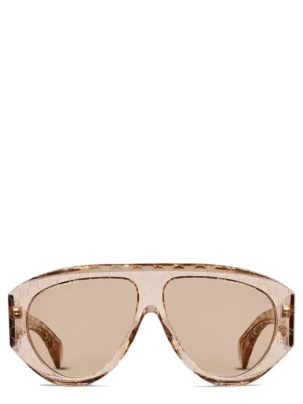 Gucci Embossed Gg Acetate Mask Sunglasses With Solid Lens - Rosa