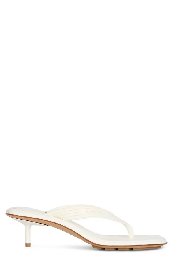 Bottega Veneta Sampieri Leather Kitten Heel Sandals - White