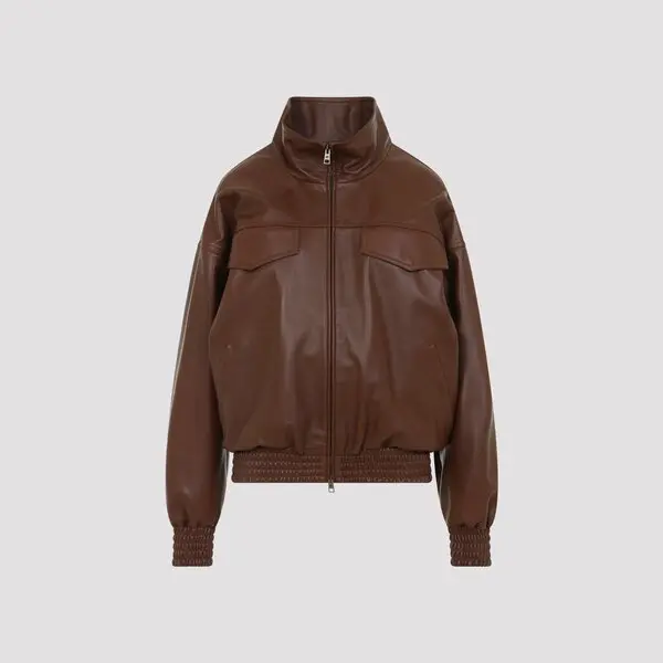 Balenciaga High-collar Lambskin Blouson Bomber Jacket