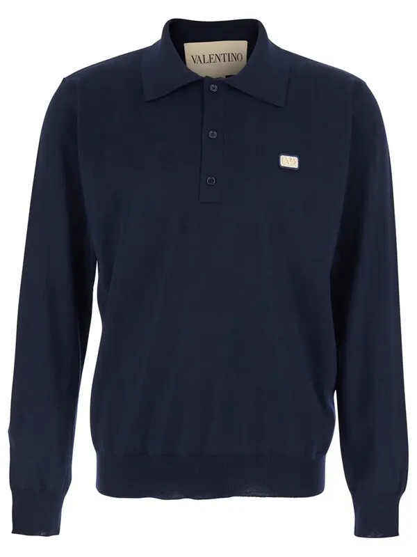 Valentino Garavani Vlogo Signature Patch Virgin Wool Button Sweater