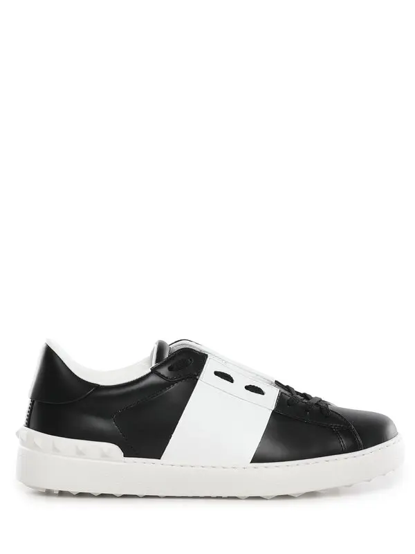 Valentino Garavani Contrast Calfskin Band Lace-up Sneakers - Nero