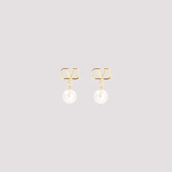 Valentino Garavani Vlogo Signature Pearl Drop Earrings - Metallic