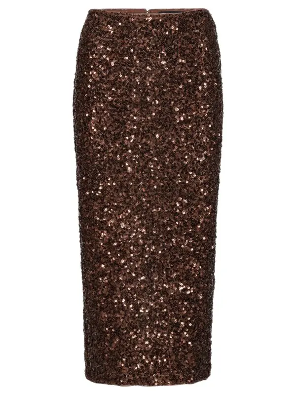 ROTATE BY BIRGER CHRISTENSEN Sequined Midi Pencil Skirt - Marrone