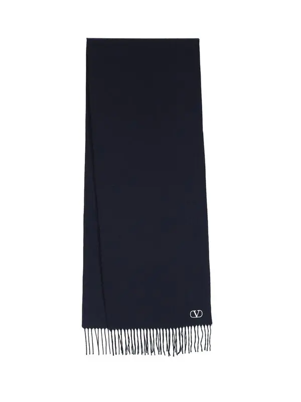 Valentino Garavani Geometric Knit Fringe Scarf - Black