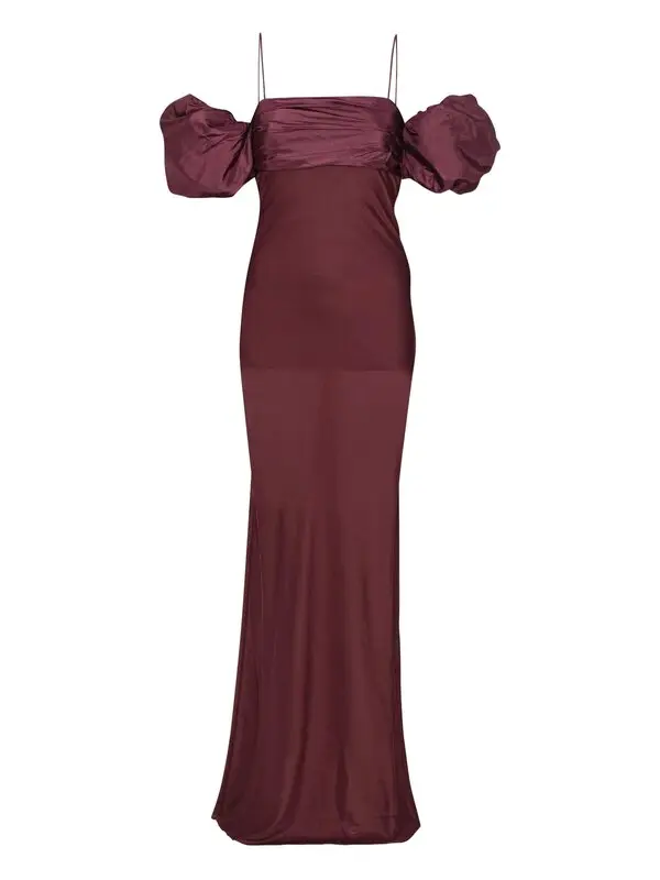 ROTATE BY BIRGER CHRISTENSEN Long Dress With Removable Puff Sleeves