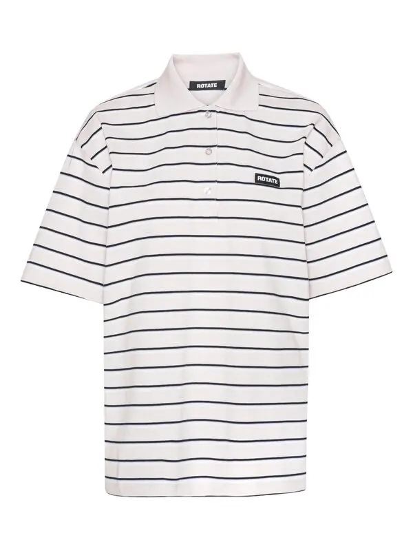 ROTATE BY BIRGER CHRISTENSEN Oversized Striped Polo Shirt With Logo Patch - Rosa