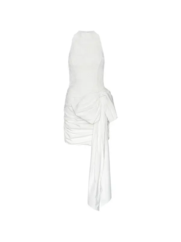 ROTATE BY BIRGER CHRISTENSEN Lace Mini Dress With Bow Detail - Bianco