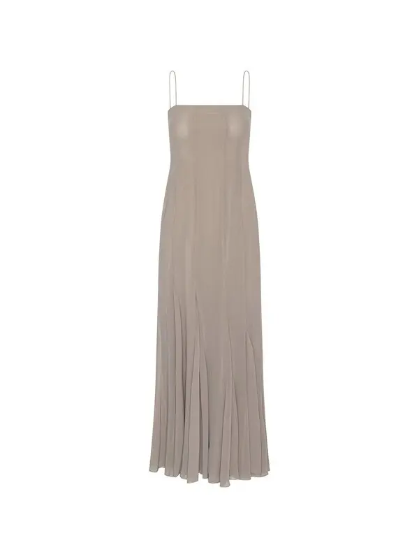 ROTATE BY BIRGER CHRISTENSEN Long Chiffon Dress With Thin Straps And Straight Neckline