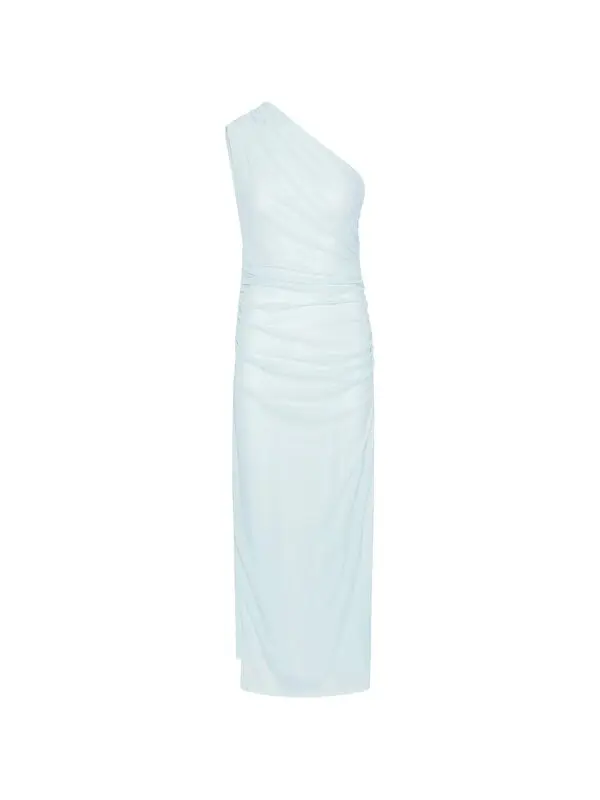 ROTATE BY BIRGER CHRISTENSEN One-shoulder Mini Fitted Dress With Draped Bust And Waist - Azzurro