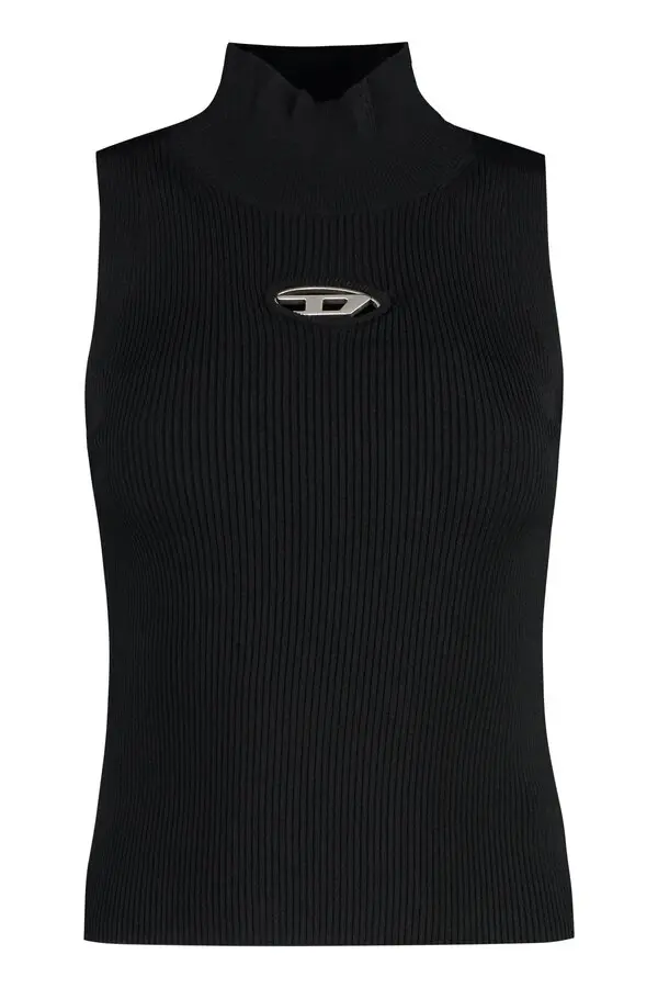 DIESEL® Ribbed Tank Top With Oval Metal Detail