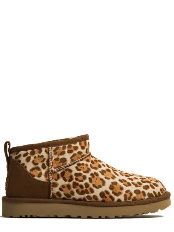 UGG Mini Cow Hair Boots With Asymmetrical Topline - Marrone