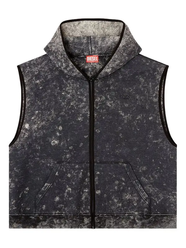 DIESEL® Relaxed-fit Zip Hoodie With Lycra-trim Hood And Embroidered Logo - Nero