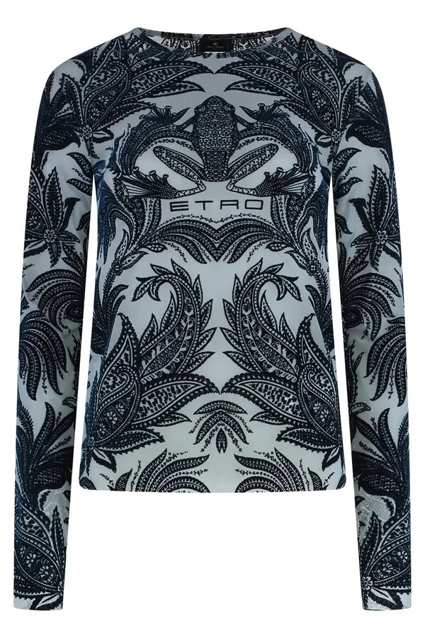 Etro Printed Tulle Top - Blue