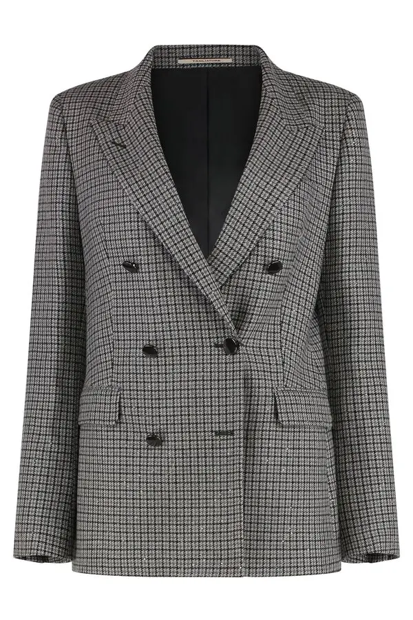 0205 TAGLIATORE Double-breasted Sequin Wool Blazer Jacket With Lapel Collar