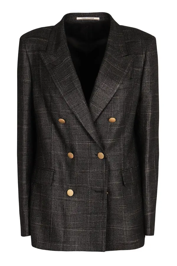 0205 TAGLIATORE Tagliatore Double-breasted Mixed Wool Jacket With Notched Lapel