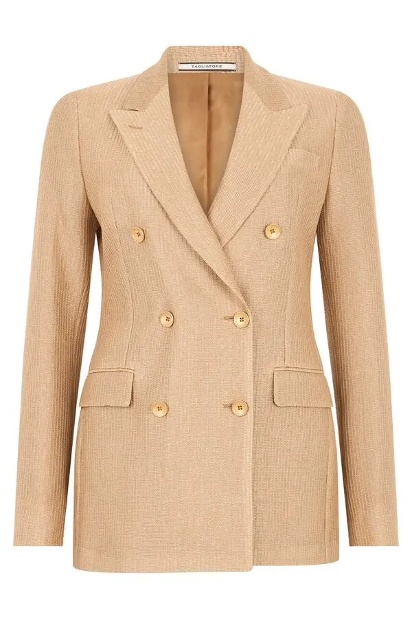 0205 TAGLIATORE Double-breasted Cotton Blazer With Classic Collar