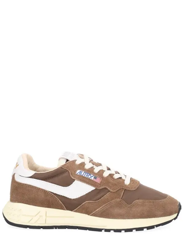 AUTRY Reelwind Low Top Sneakers In Nylon And Crack Leather - Brown