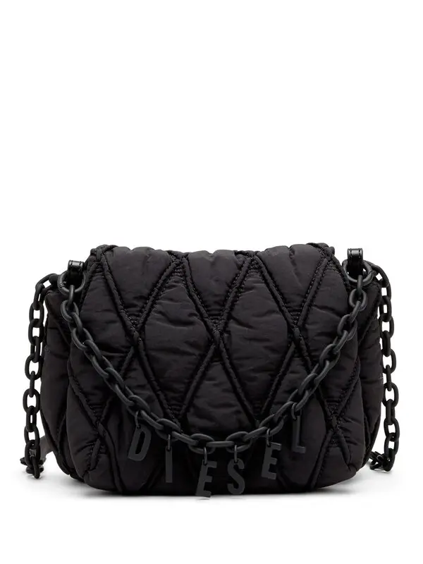 DIESEL® Convertible Quilted Nylon Bag With Chain Charm - Nero